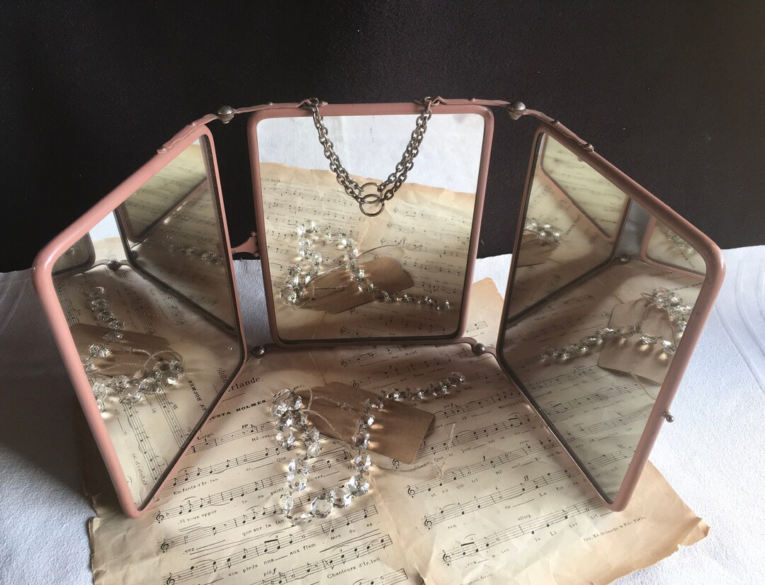 Vintage French 1950s Barbers Mirror, TRIFOLD, TRIPTYCH, TRIPTYQUE ...