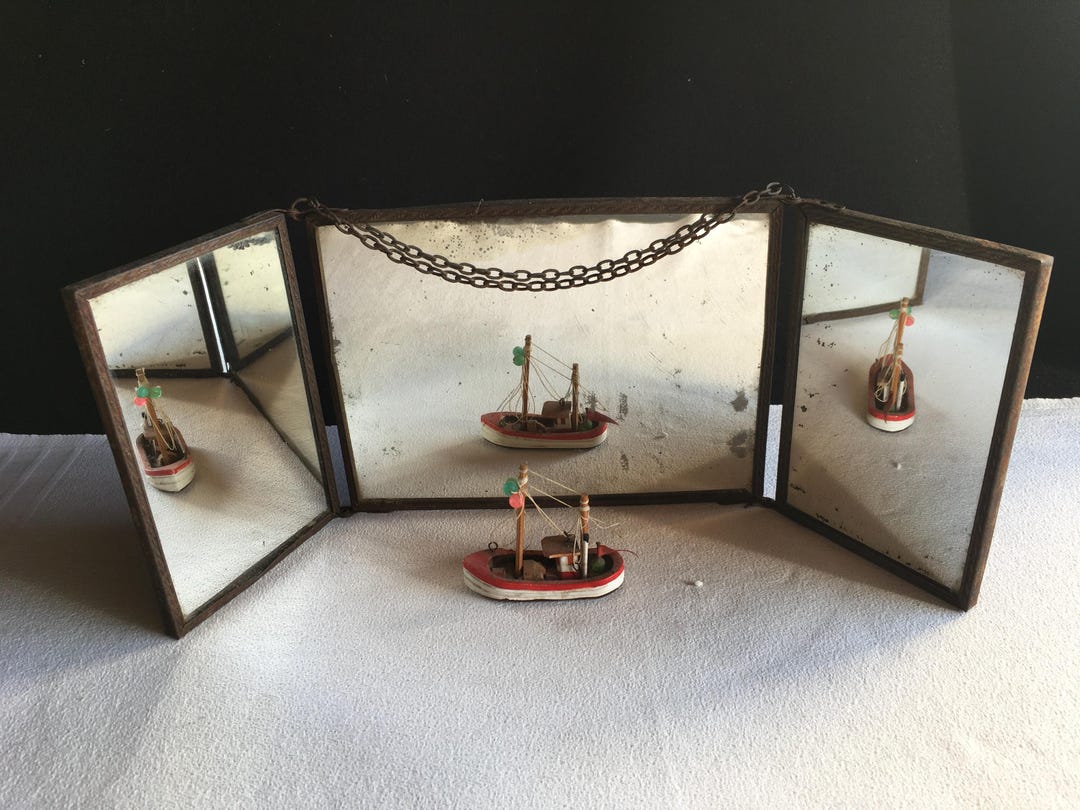 Vintage French 1950’s Barbers Mirror, Trifold, TRIPTYCH. the Back ...
