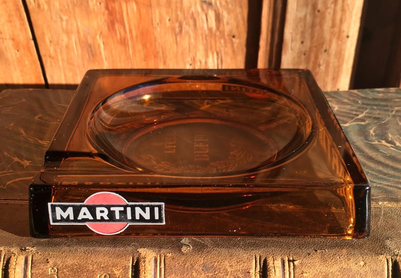 1960s Martini Logo Ashtray, Amber Glass, Retro Bar Decor - Etsy