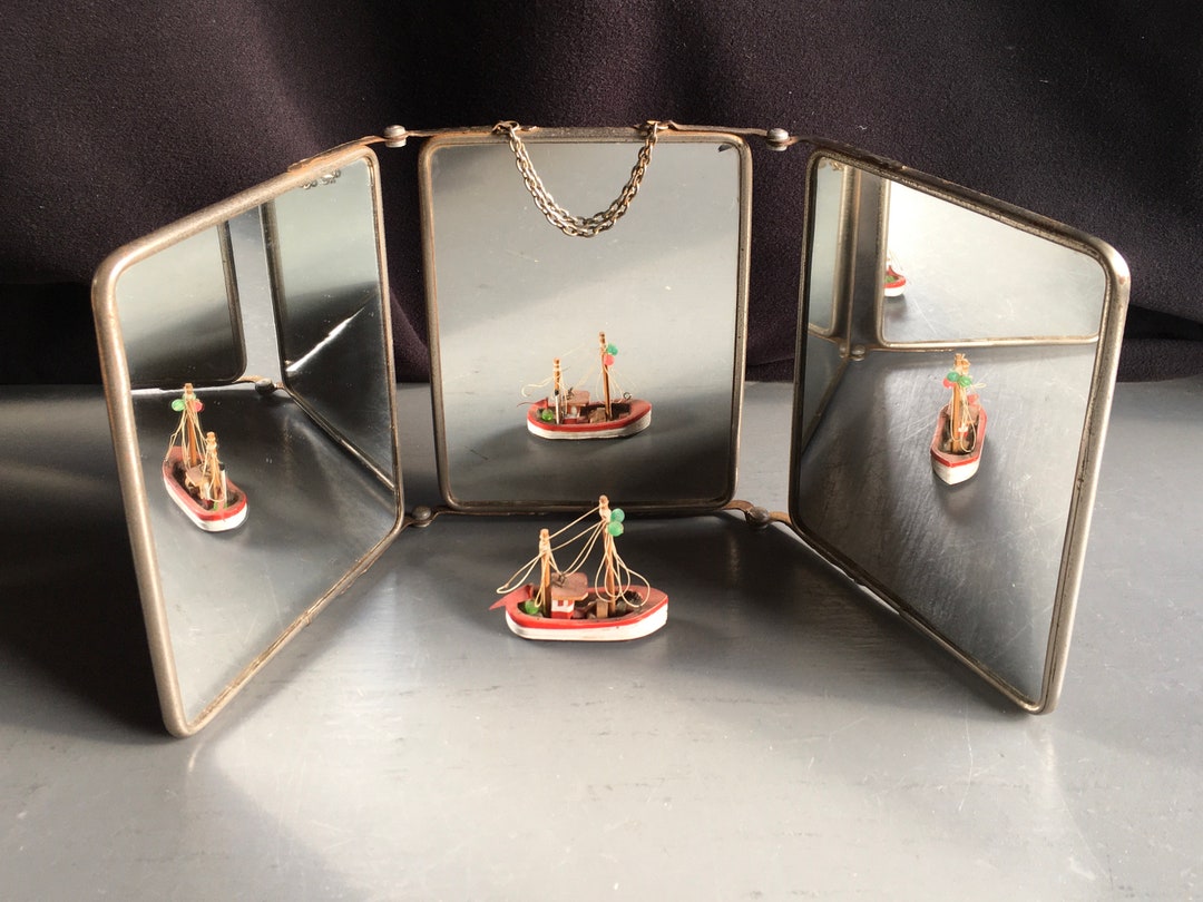 Vintage French 1950’s Barbers Mirror, TRIFOLD, TRIPTYCH, TRIPTYQUE in ...