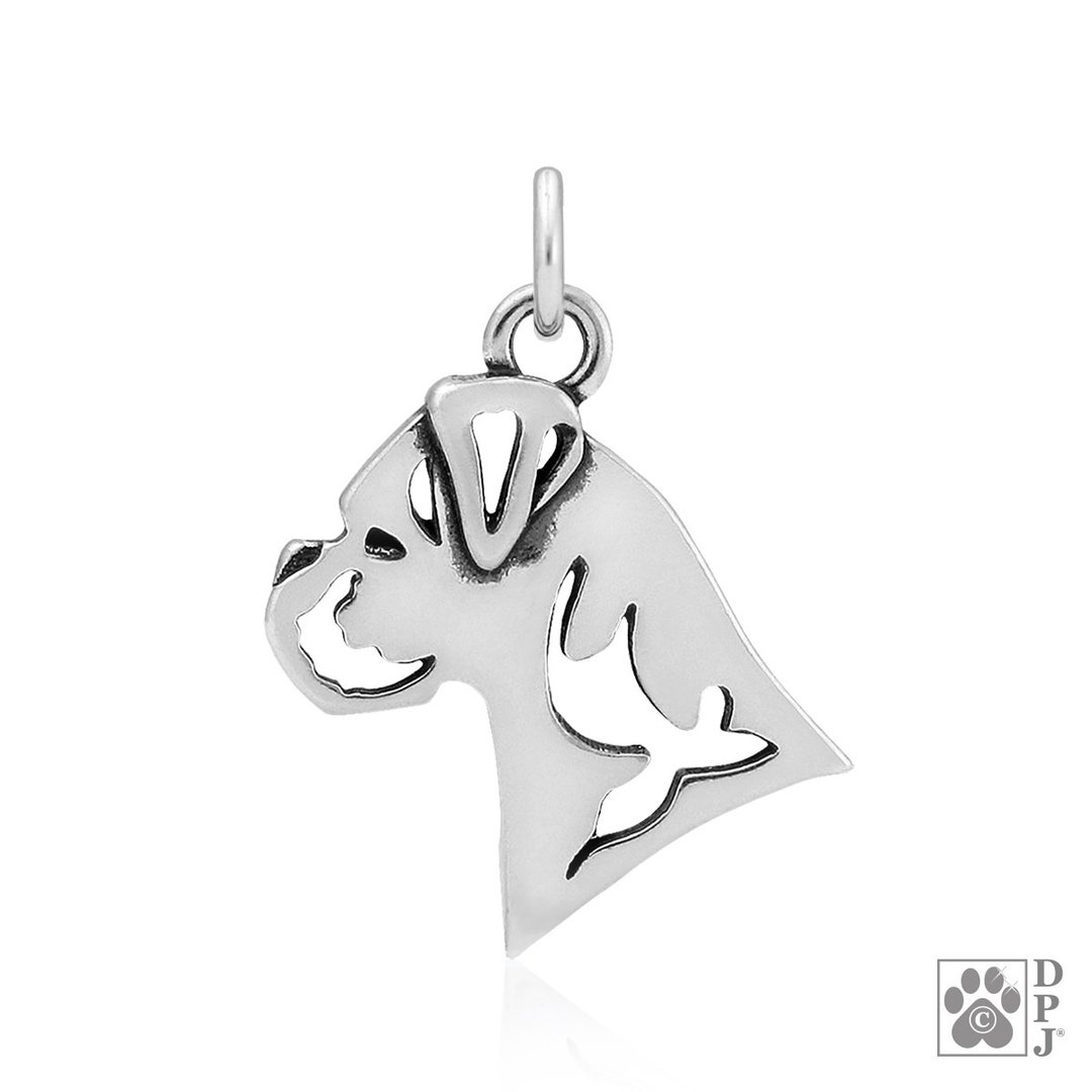 Boxer Pendant Necklace in Sterling Silver, Head - Etsy