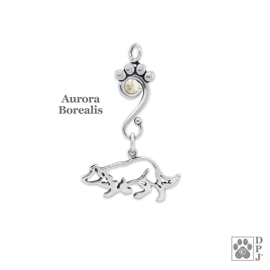 Personalized Border Collie Crouch Crystal Necklace Jewelry in Sterling ...