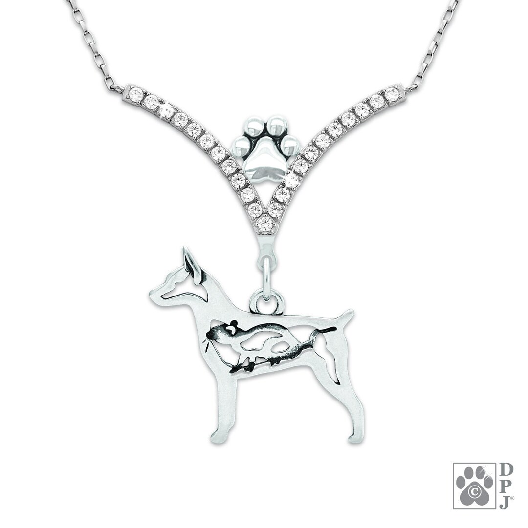 VIP Rat Terrier W/rat, Doc Tail CZ Necklace, Body - Etsy