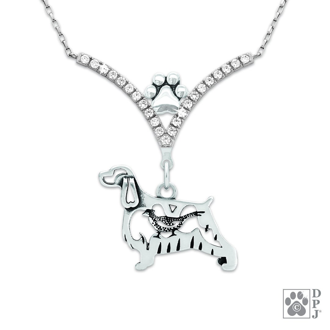 VIP English Springer Spaniel W/pheasant CZ Necklace, Body - Etsy