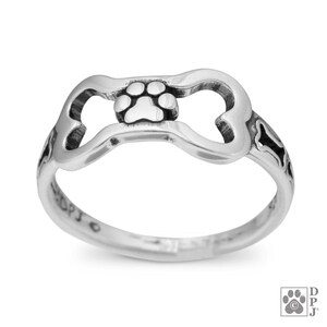 Bone With Paw Print Ring Jewelry and Gifts in Sterling Silver - Etsy