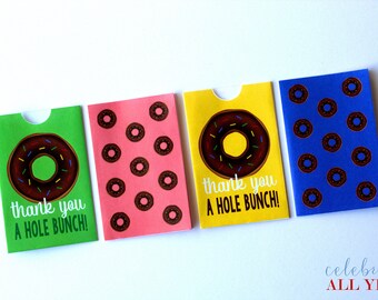 Thanks a Hole Bunch-appreciation Doughnut Donut Gift Tag Gift Card ...