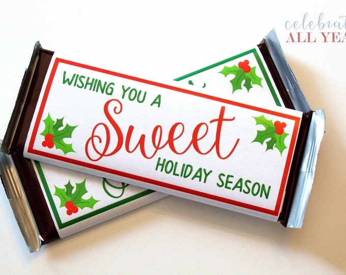Christmas Candy Bar Wrapper Printable, Christmas Chocolate Bar Wrapper ...