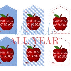 Back to School Apple Tags - Etsy