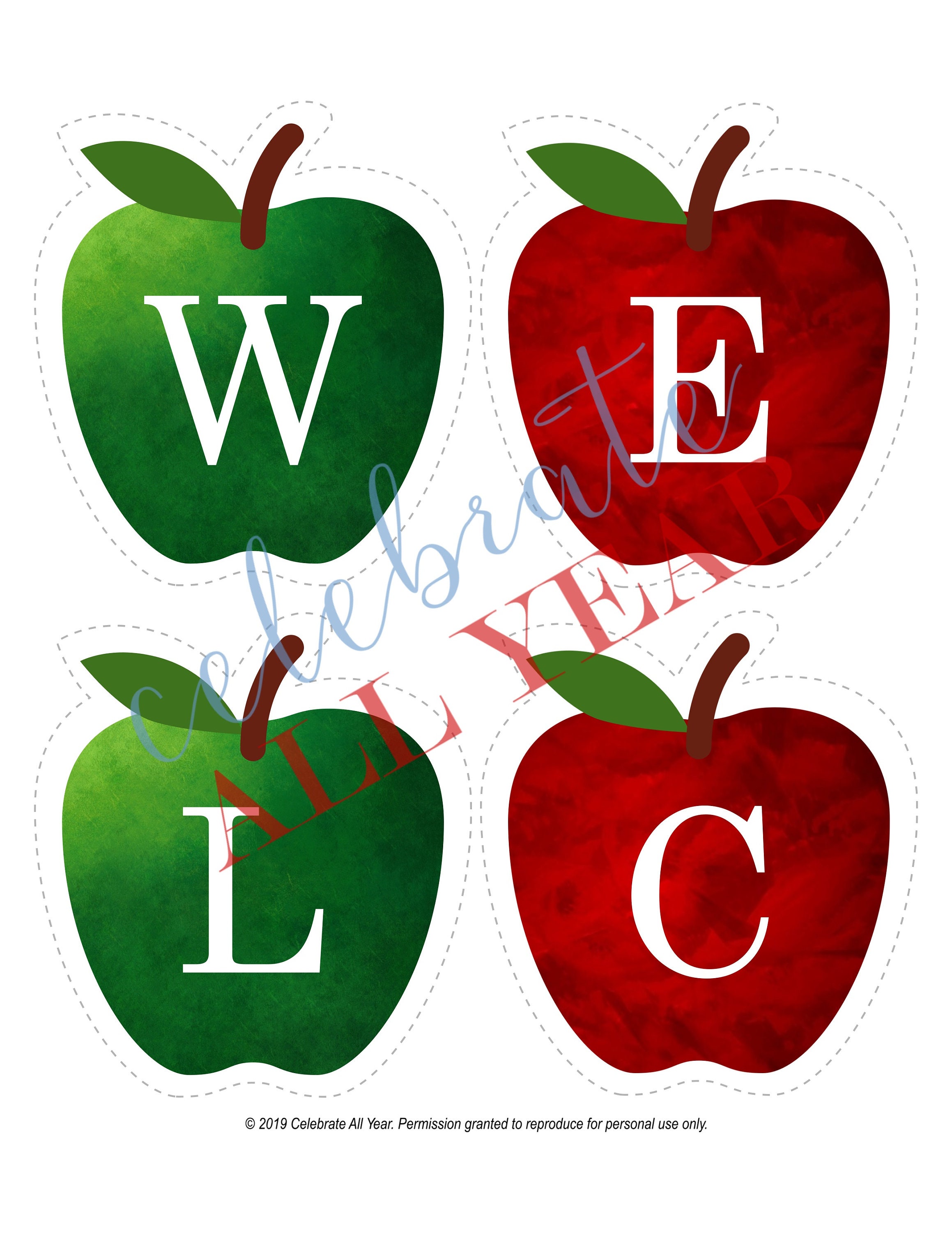 Back to School Apple Banner | Etsy