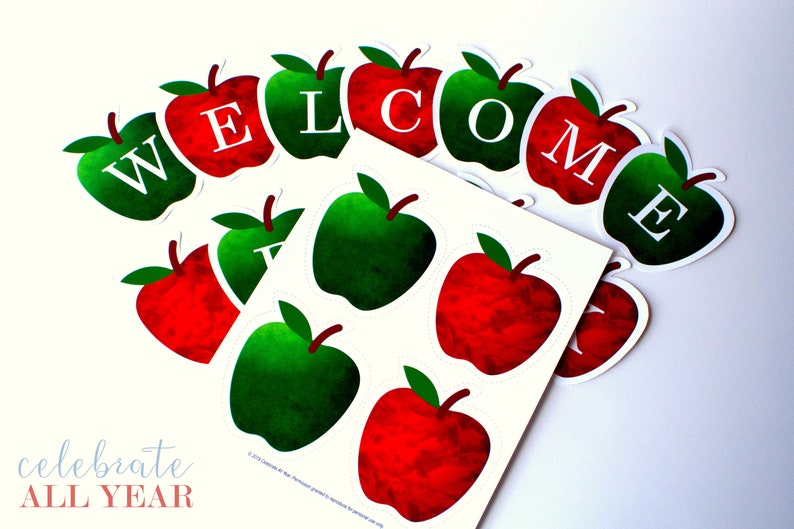 Back to School Apple Banner - Etsy