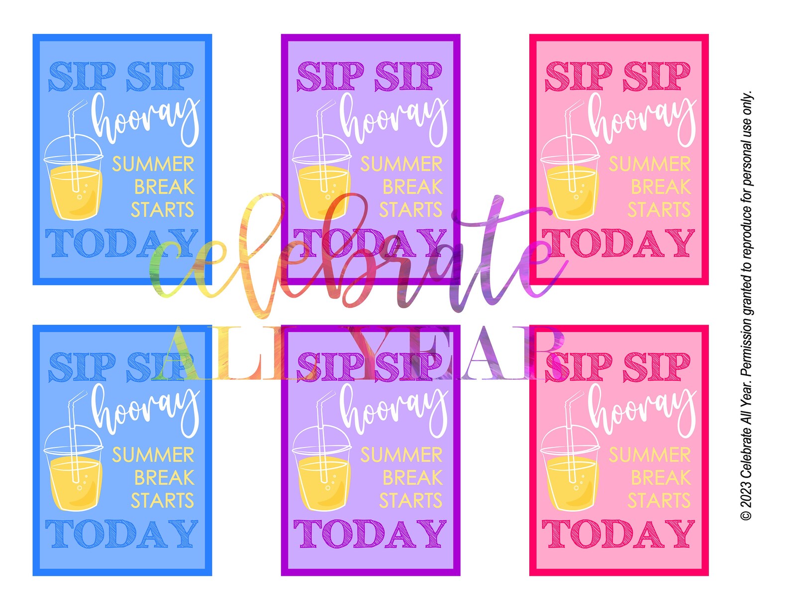 Sip Sip Hooray Start of Summer Gift Tags - Etsy