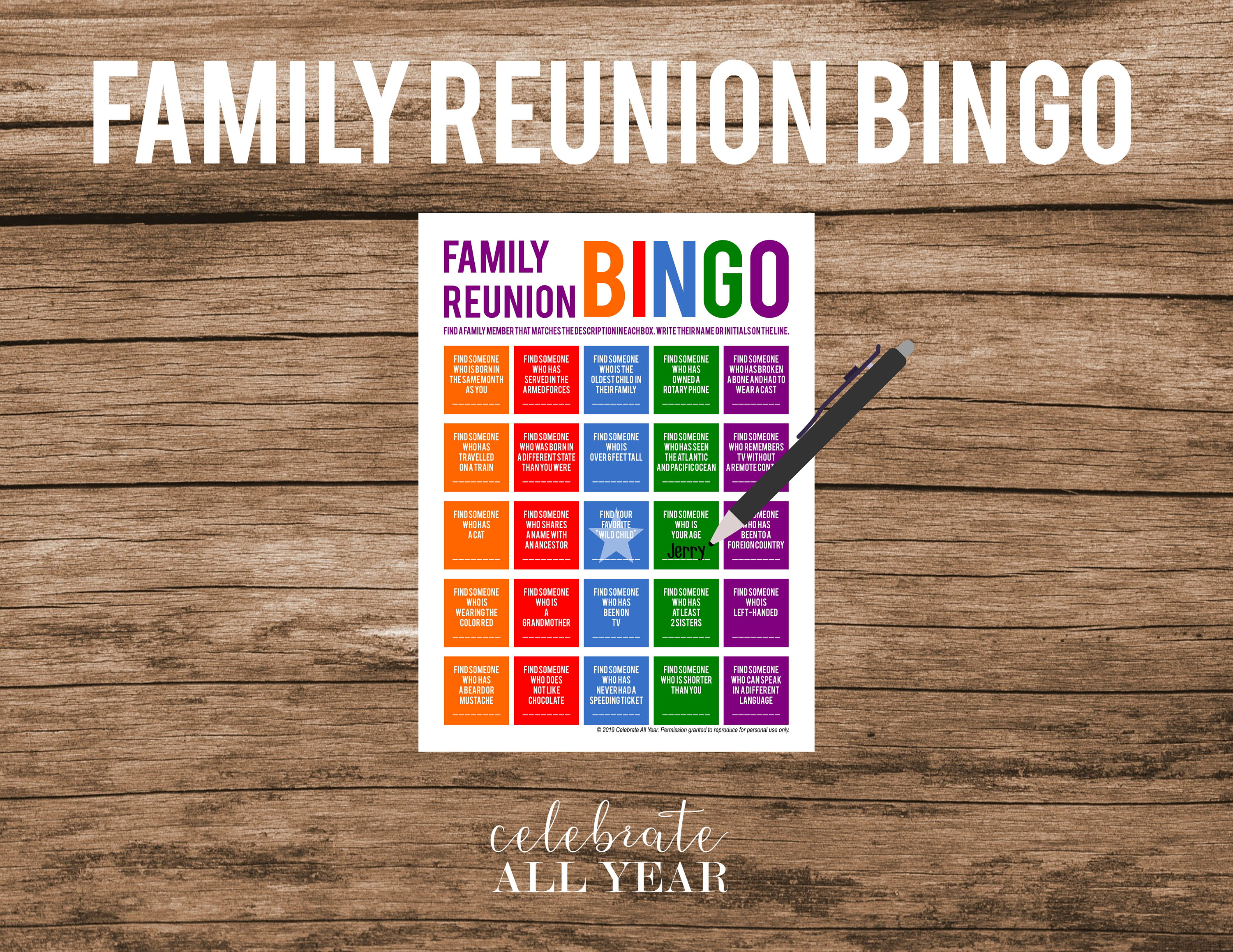 Family Reunion Bingo Card - Etsy