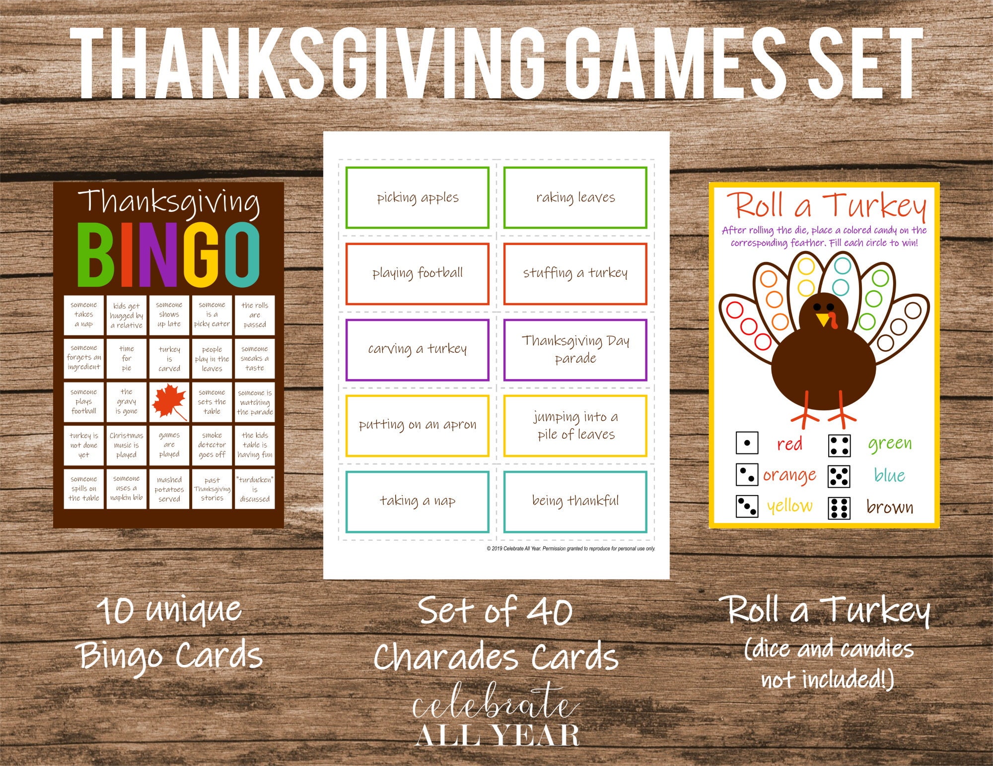 Thanksgiving Games Set - Etsy