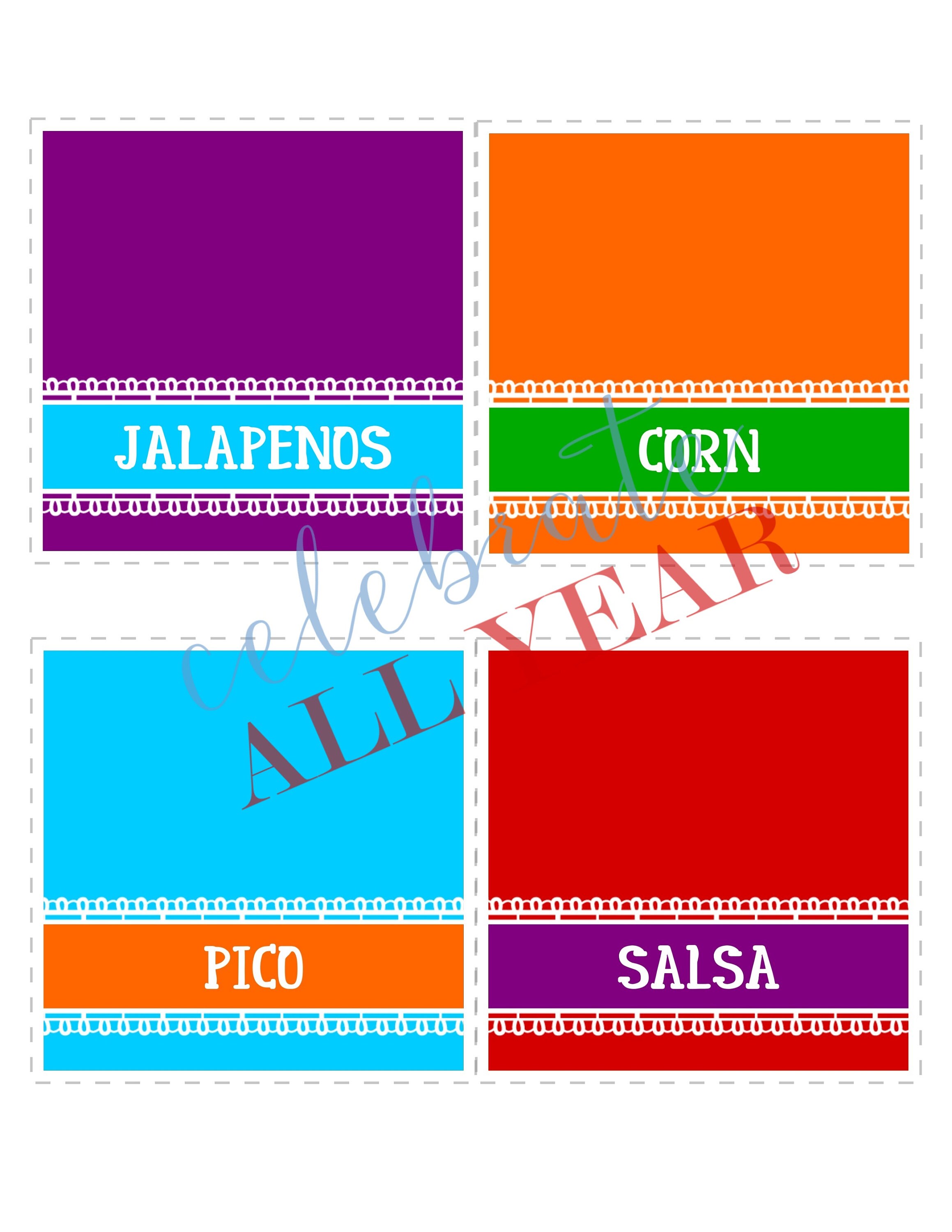 Taco Bar Labels set of 24 - Etsy