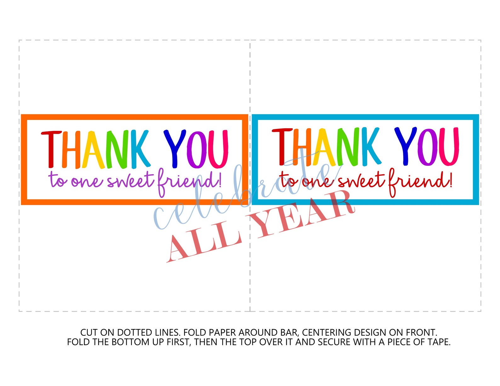 Thank You Printable Candy Bar Wrappers set of 8 Colors | Etsy