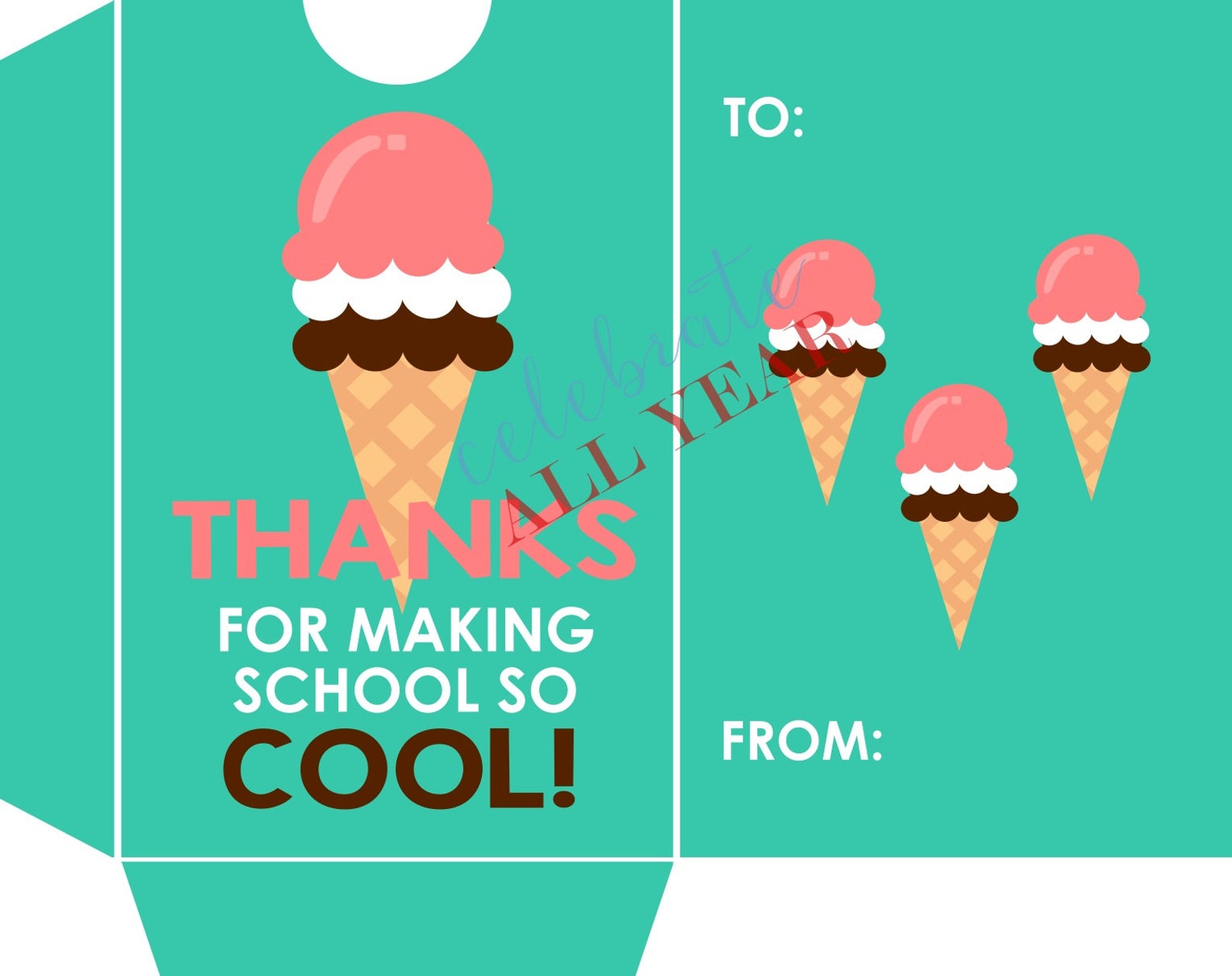 Teacher Appreciation Ice Cream Gift Card Holders - Etsy