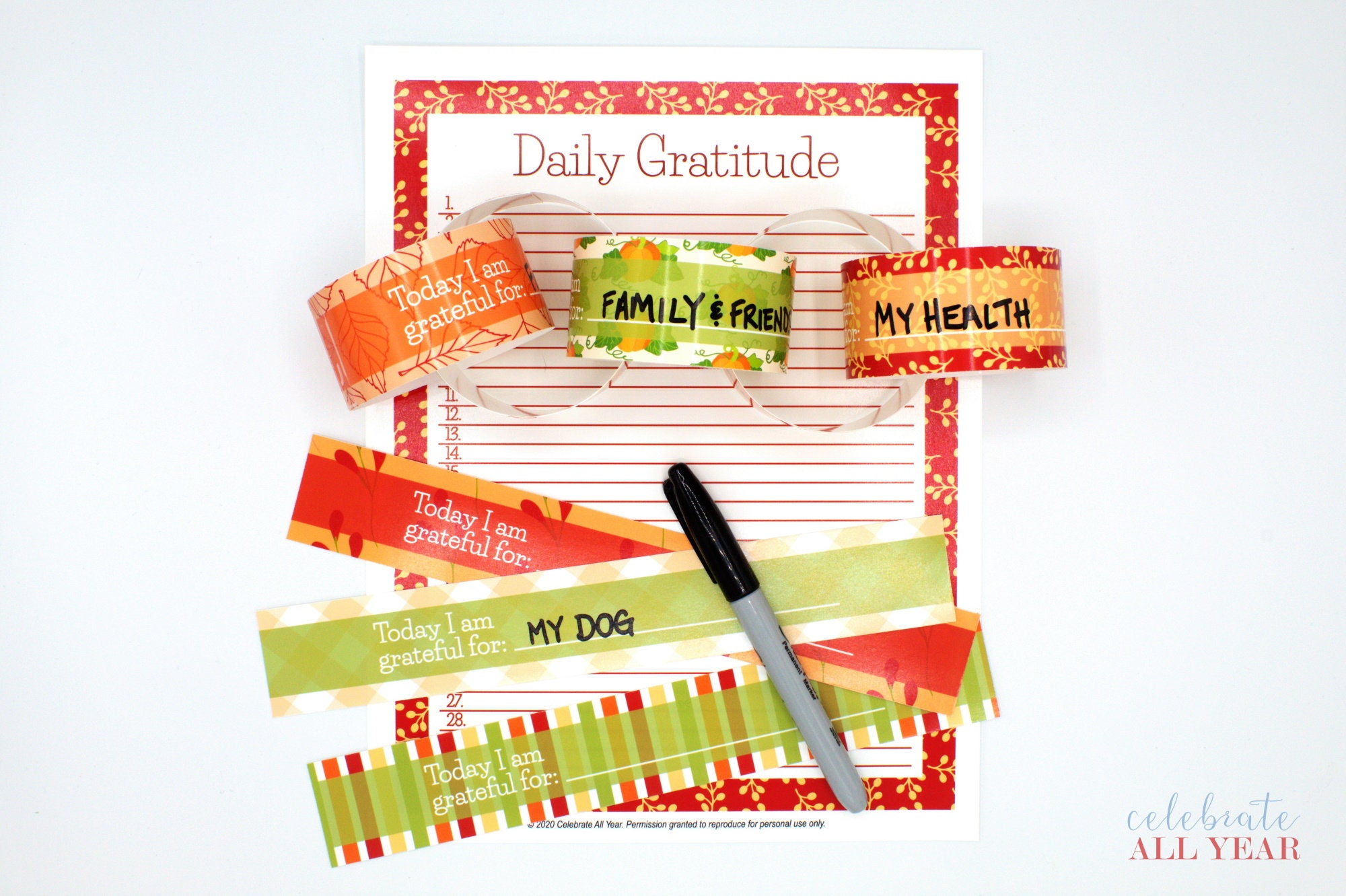 Thanksgiving Gratitude Paper Chain - Etsy