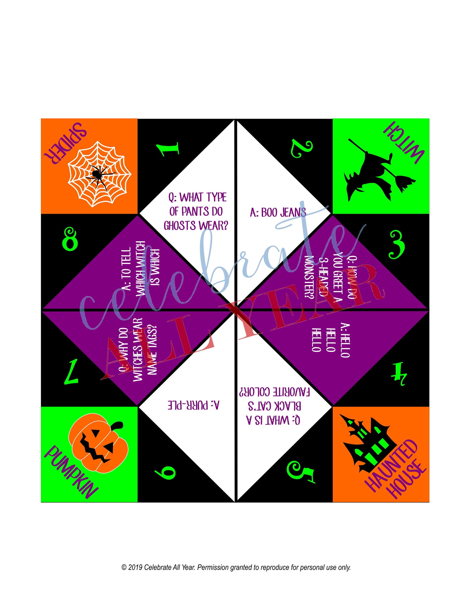 Halloween Cootie Catcher - Etsy
