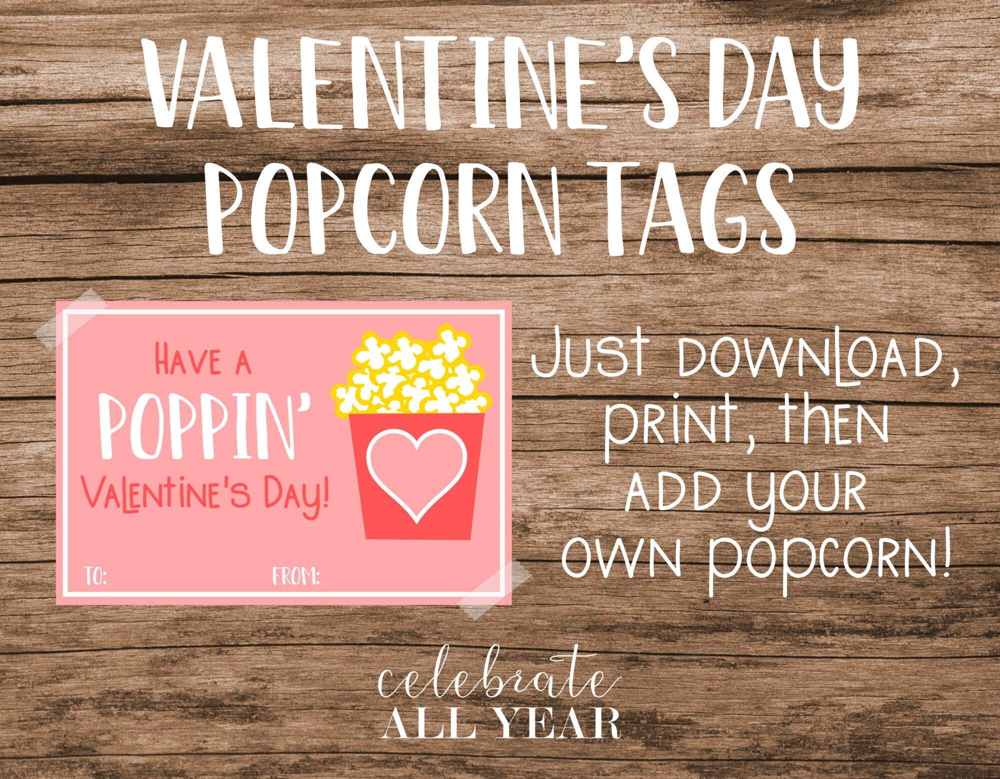 Valentine's Day Popcorn Tags - Etsy