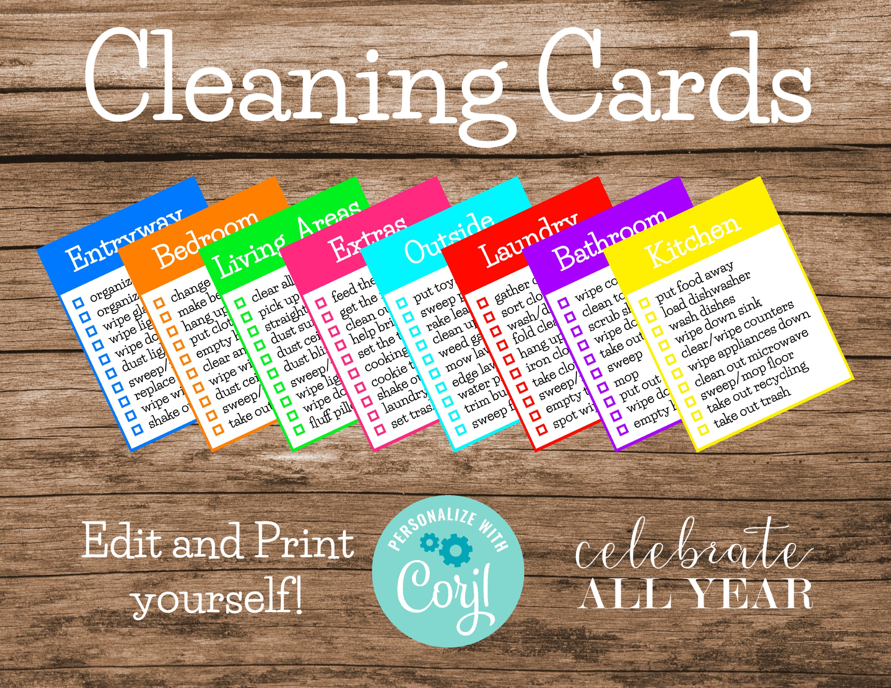 Chore Cleaning Cards - Etsy