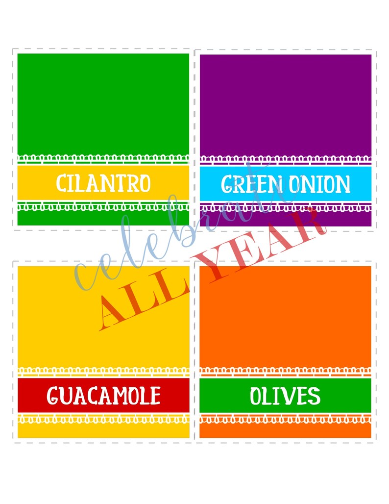 Taco Bar Labels set of 24 - Etsy