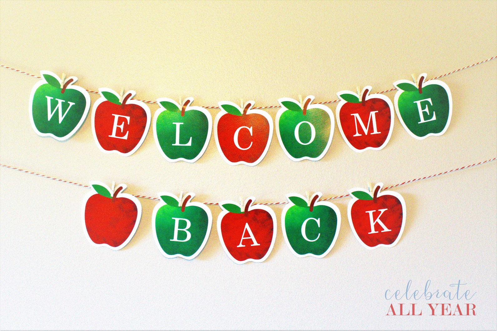 Back to School Apple Banner - Etsy