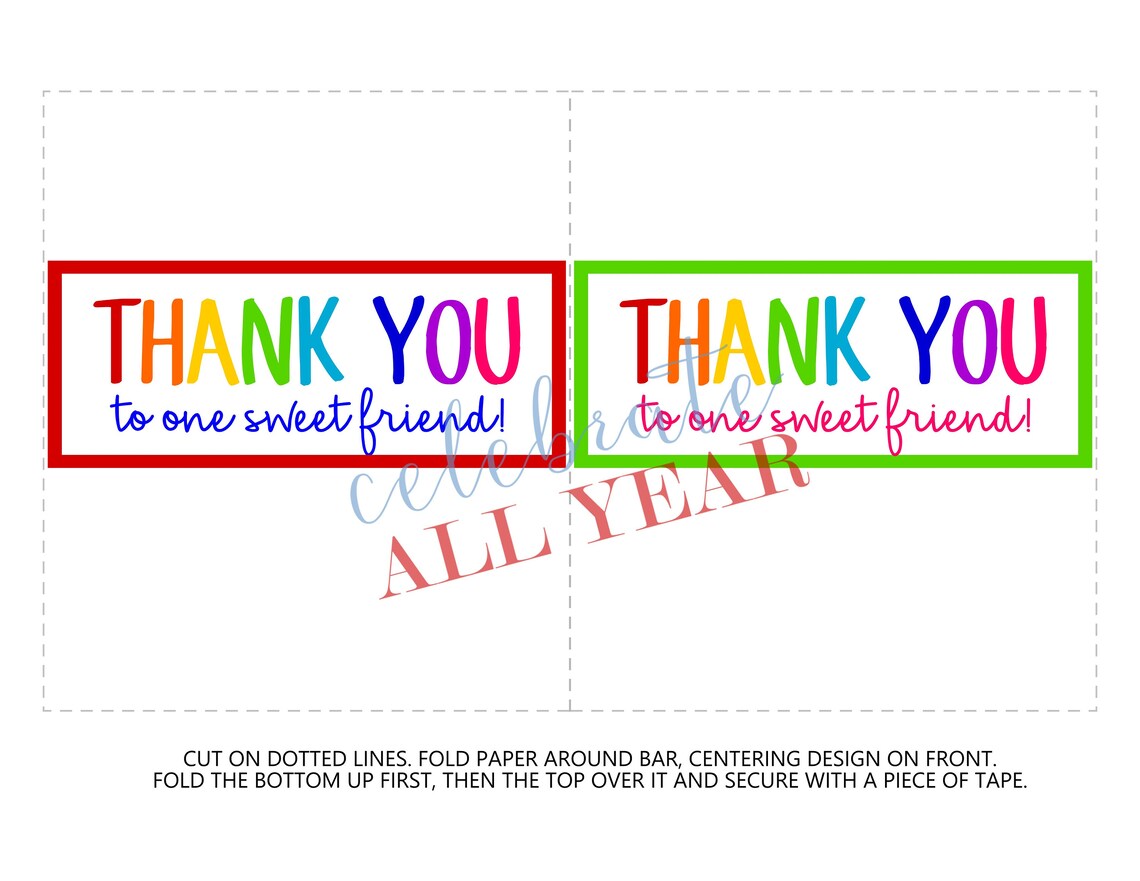 Thank You Printable Candy Bar Wrappers set of 8 Colors | Etsy