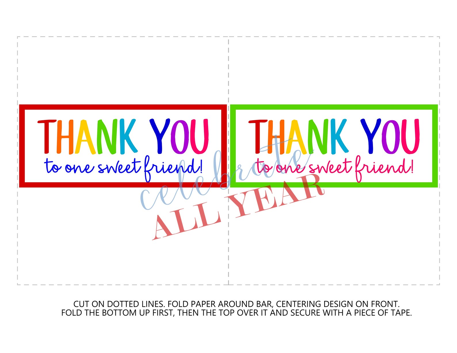 Thank You Printable Candy Bar Wrappers set of 8 Colors - Etsy