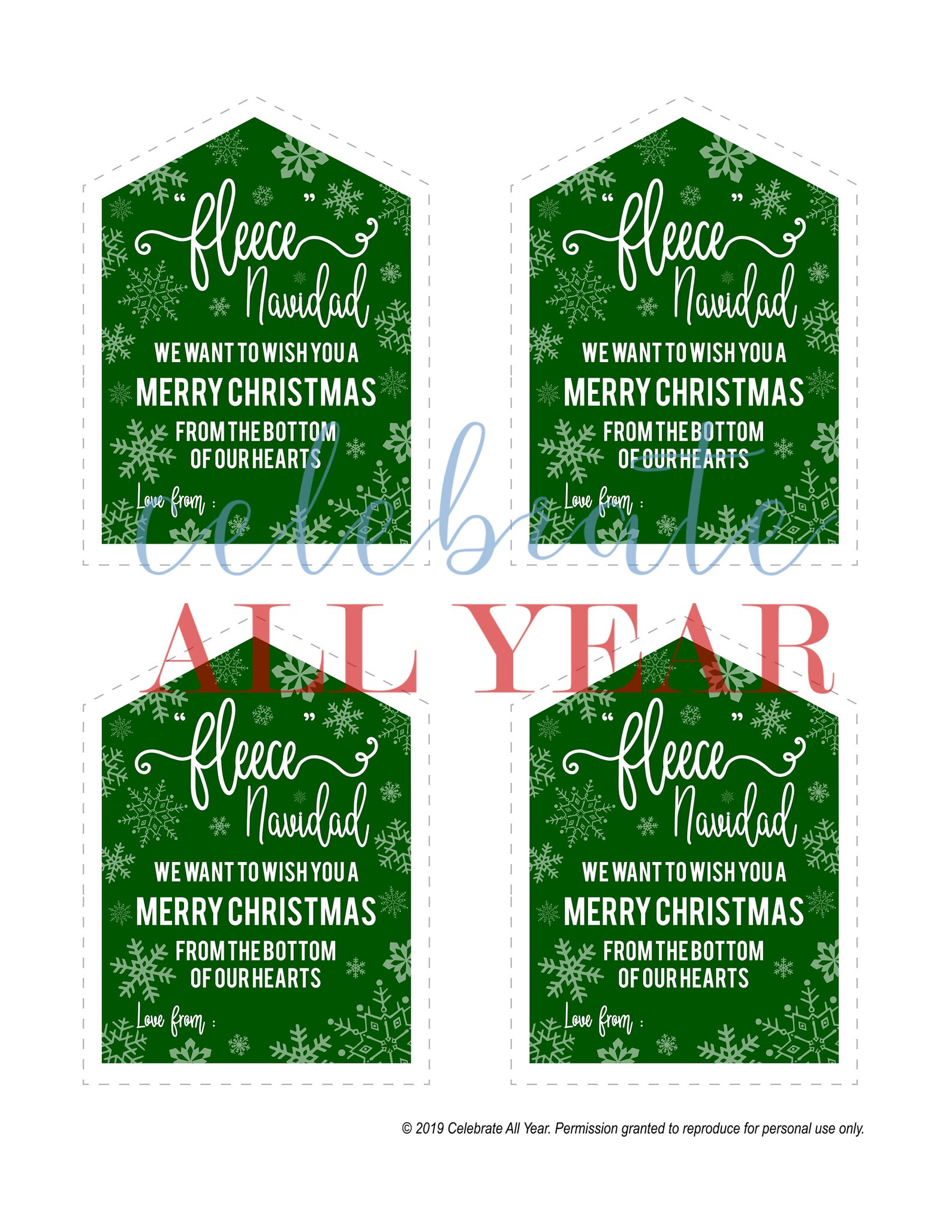 Fleece Navidad Printable Gift Tag - Etsy