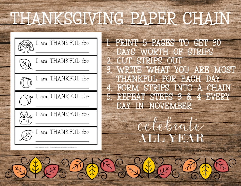 Thanksgiving Paper Chain - Etsy