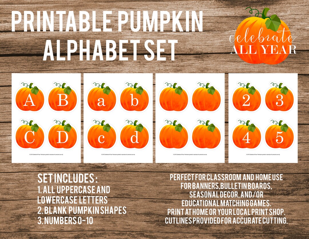 Printable Pumpkin Alphabet Set - Etsy