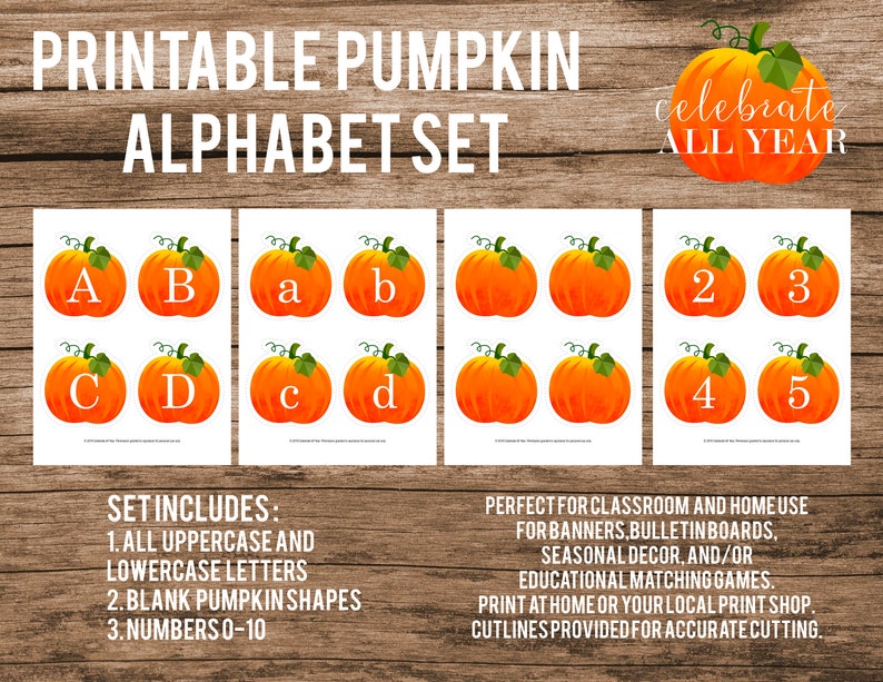 Printable Pumpkin Alphabet Set - Etsy