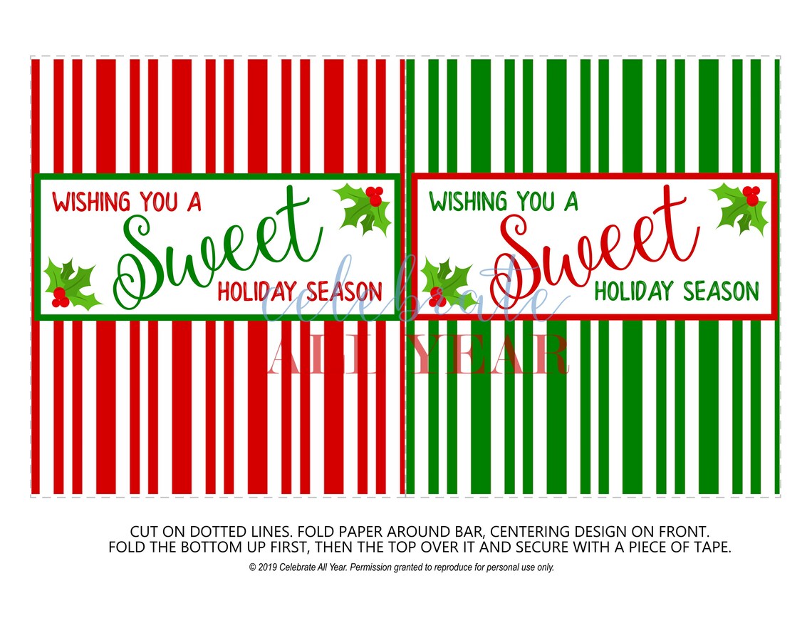 Sweet Holiday Candy Bar Wrappers - Etsy