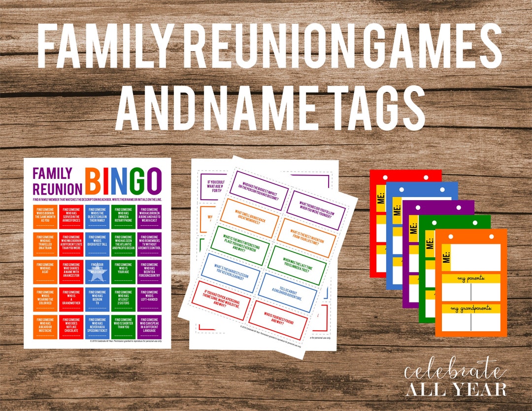 Family Reunion Games and Name Tags - Etsy