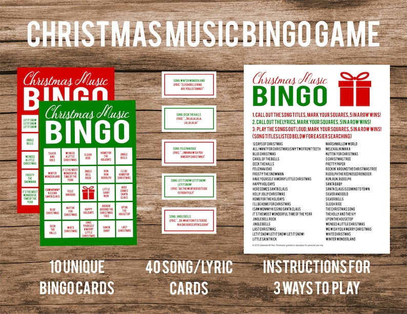 Christmas Music Bingo Game | Etsy