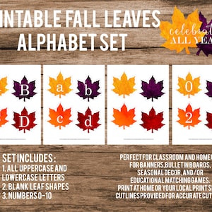 Printable Fall Leaves Alphabet Set - Etsy