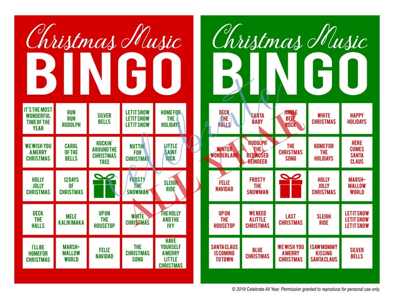 Christmas Music Bingo Game - Etsy