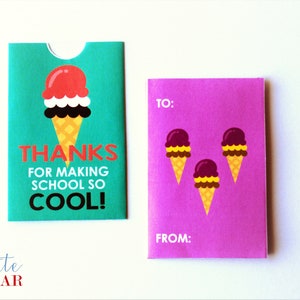 Teacher Appreciation Ice Cream Gift Card Holders - Etsy