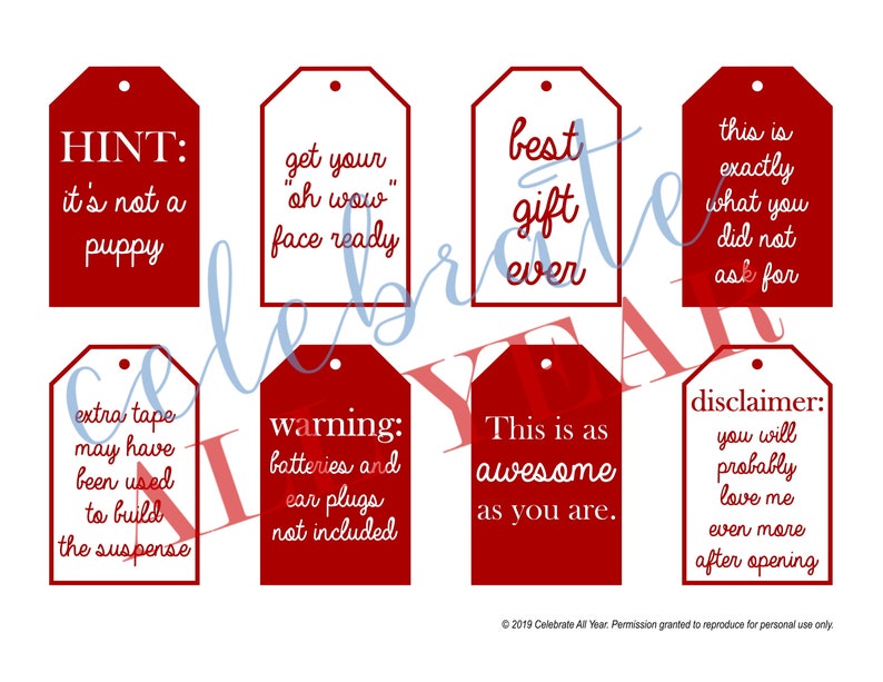 Funny Christmas Gift Tags - Etsy