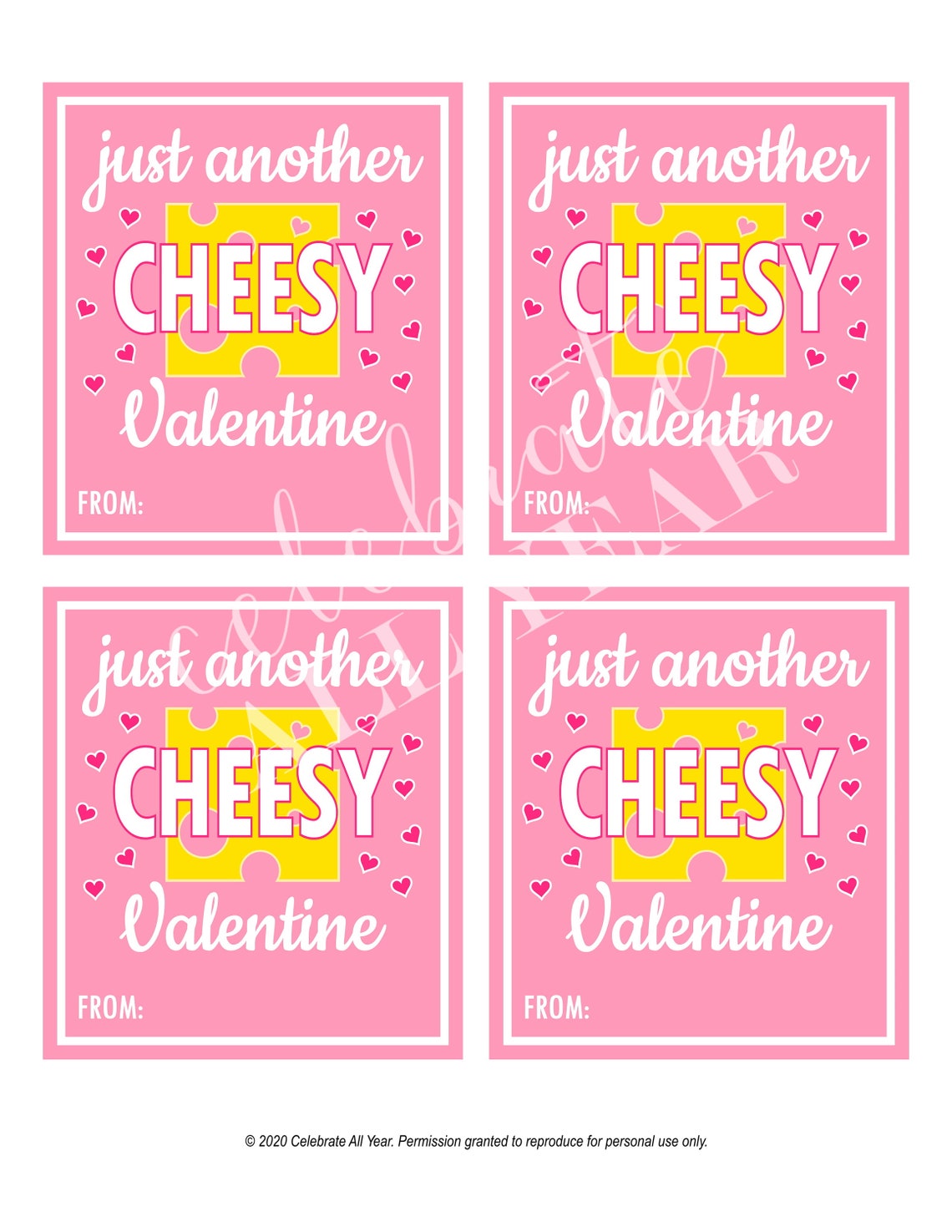 Cheesy Valentine Gift Tags - Etsy