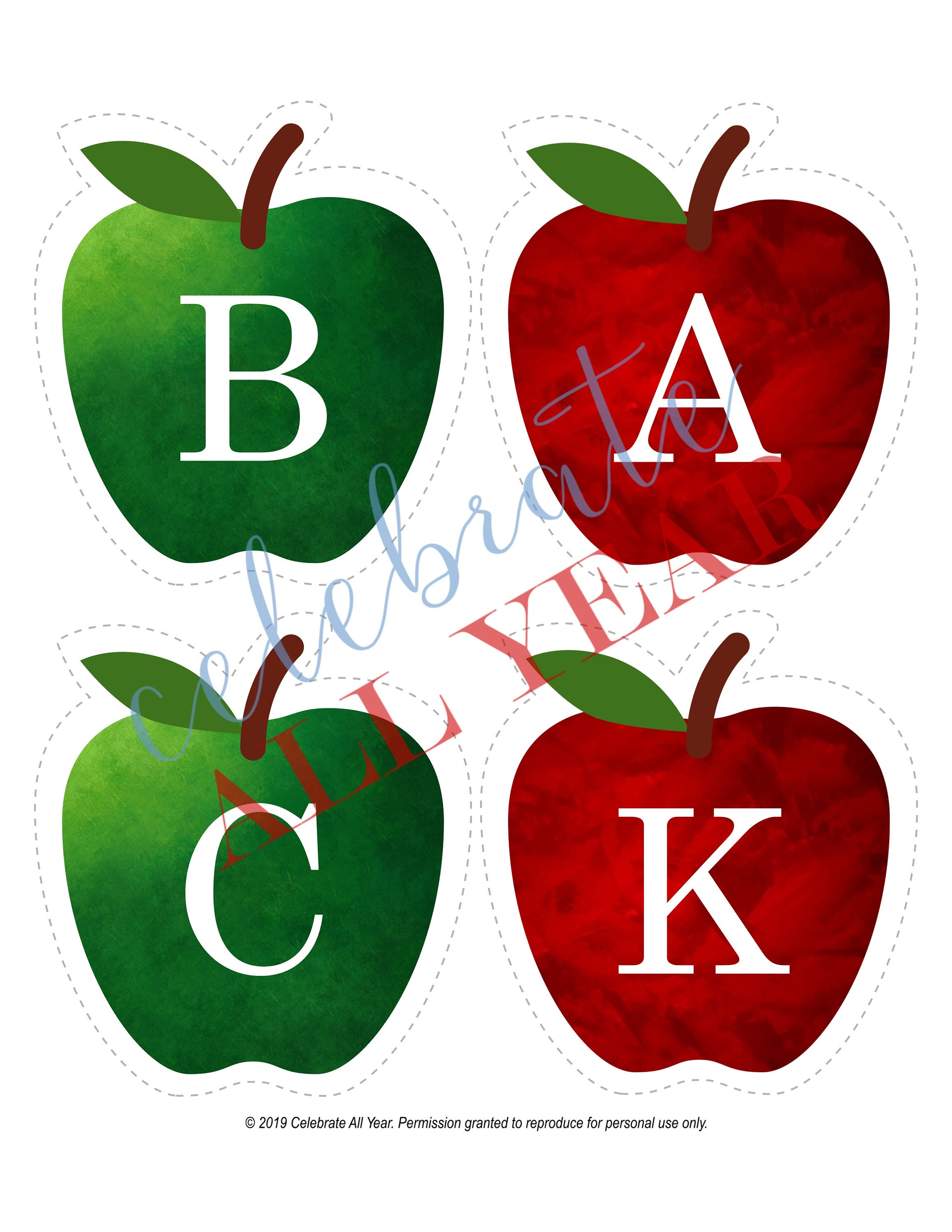 Back to School Apple Banner - Etsy