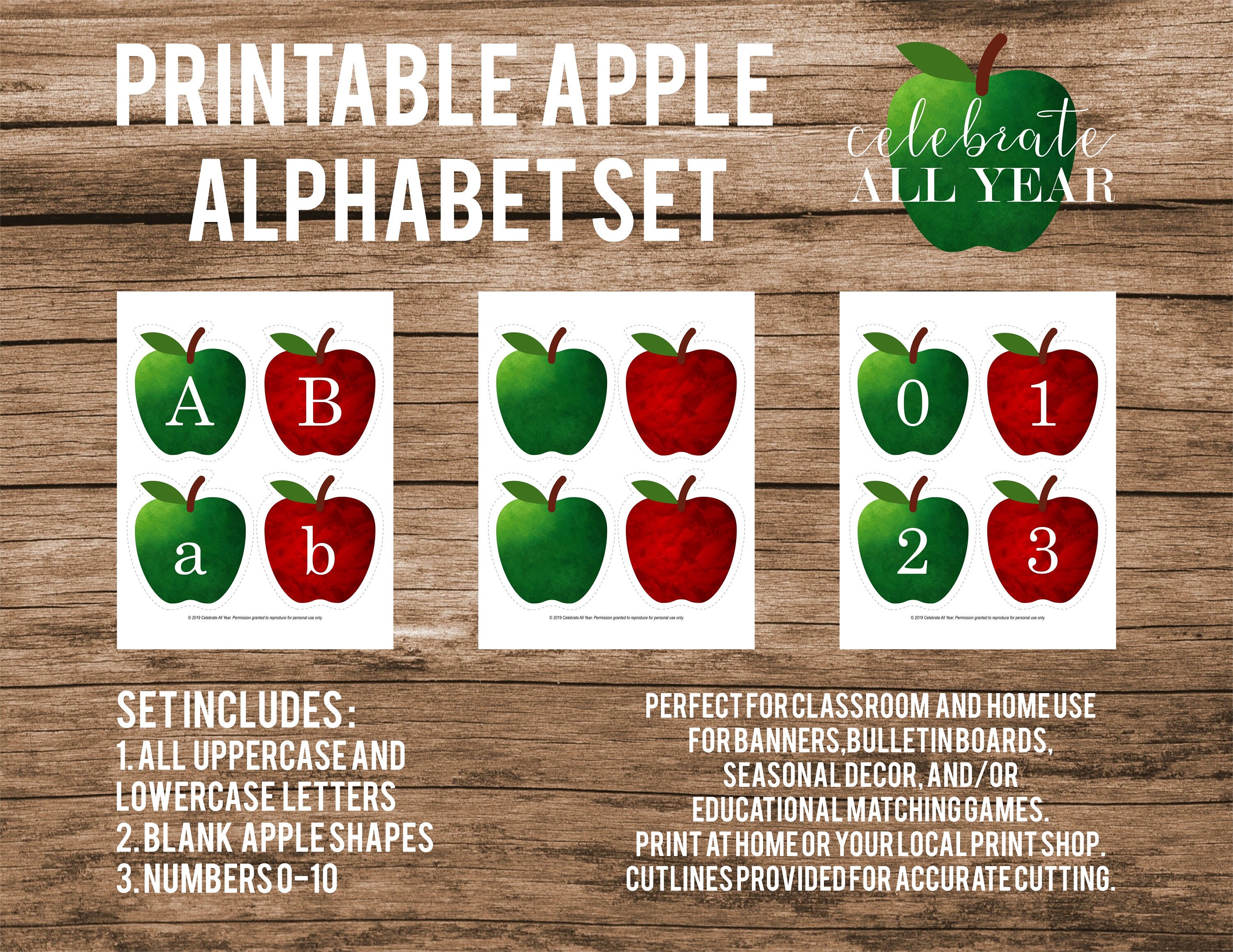 Printable Apple Alphabet Set - Etsy