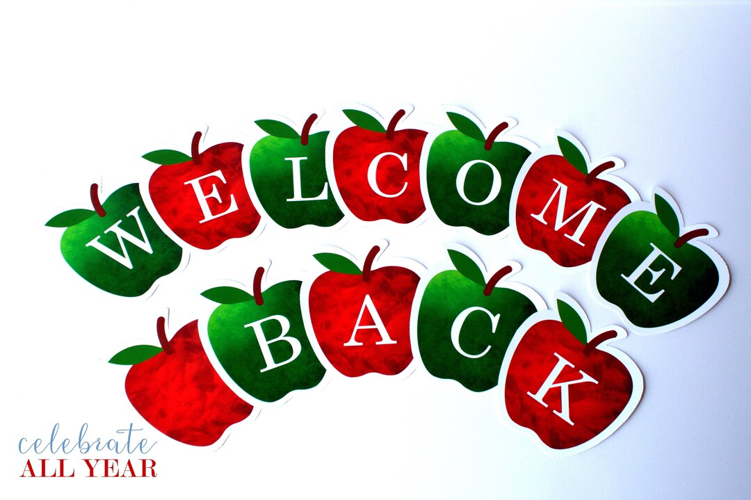 Back to School Apple Banner - Etsy