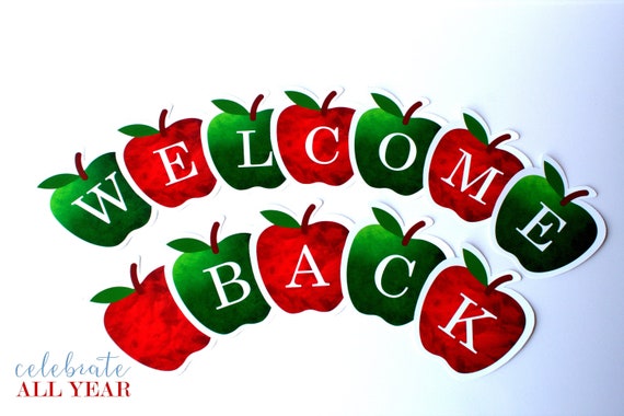 Back to School Apple Banner - Etsy