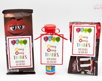 Editable Thank You Teacher Appreciation Gift Tags for M&ms Candy ...