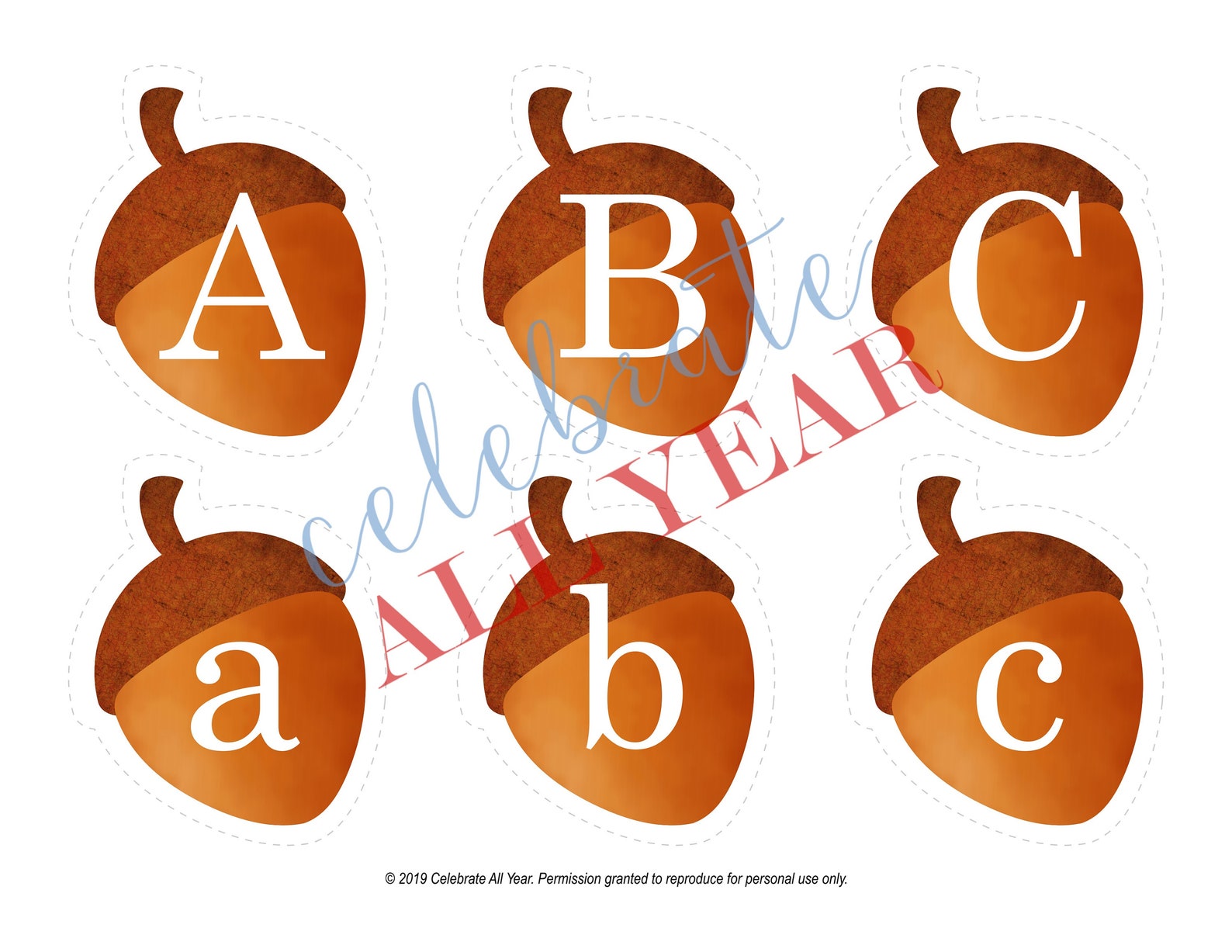 Printable Acorn Alphabet Set - Etsy