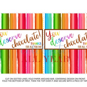 You Deserve Chocolate! Printable Candy Bar Wrappers - Etsy