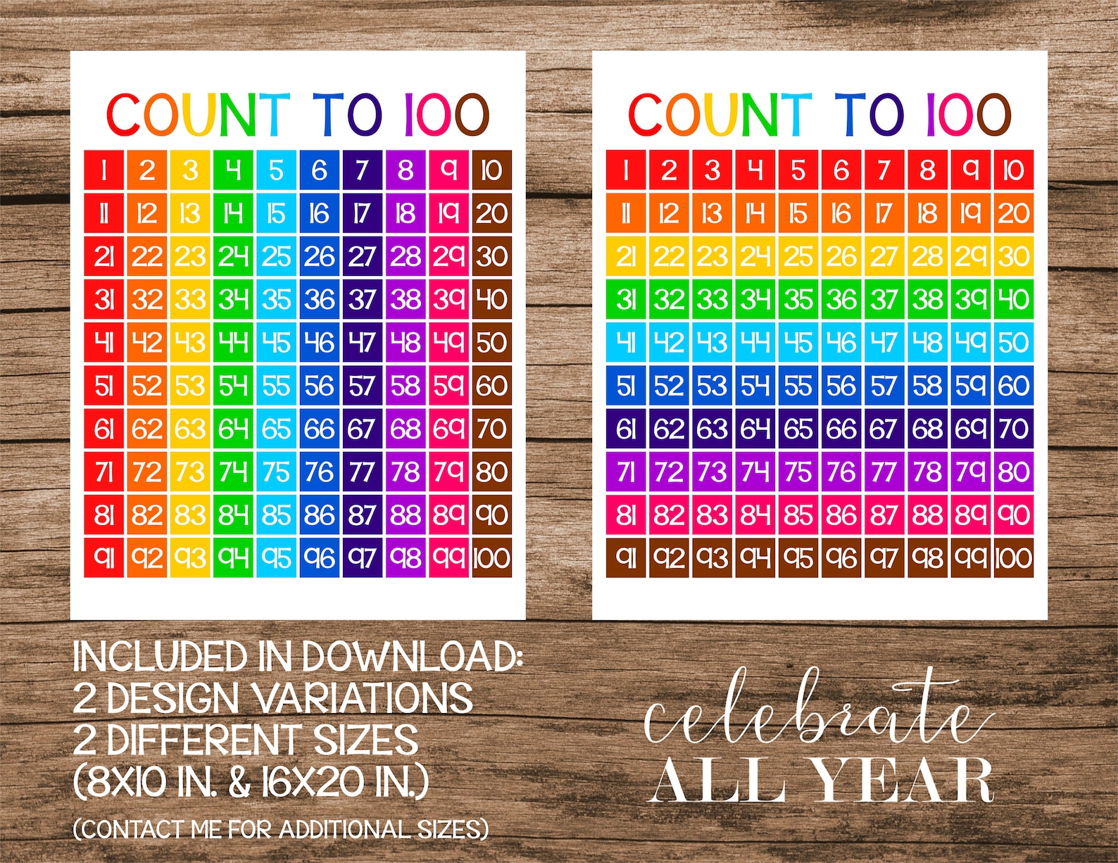 Printable 100 Charts - Etsy