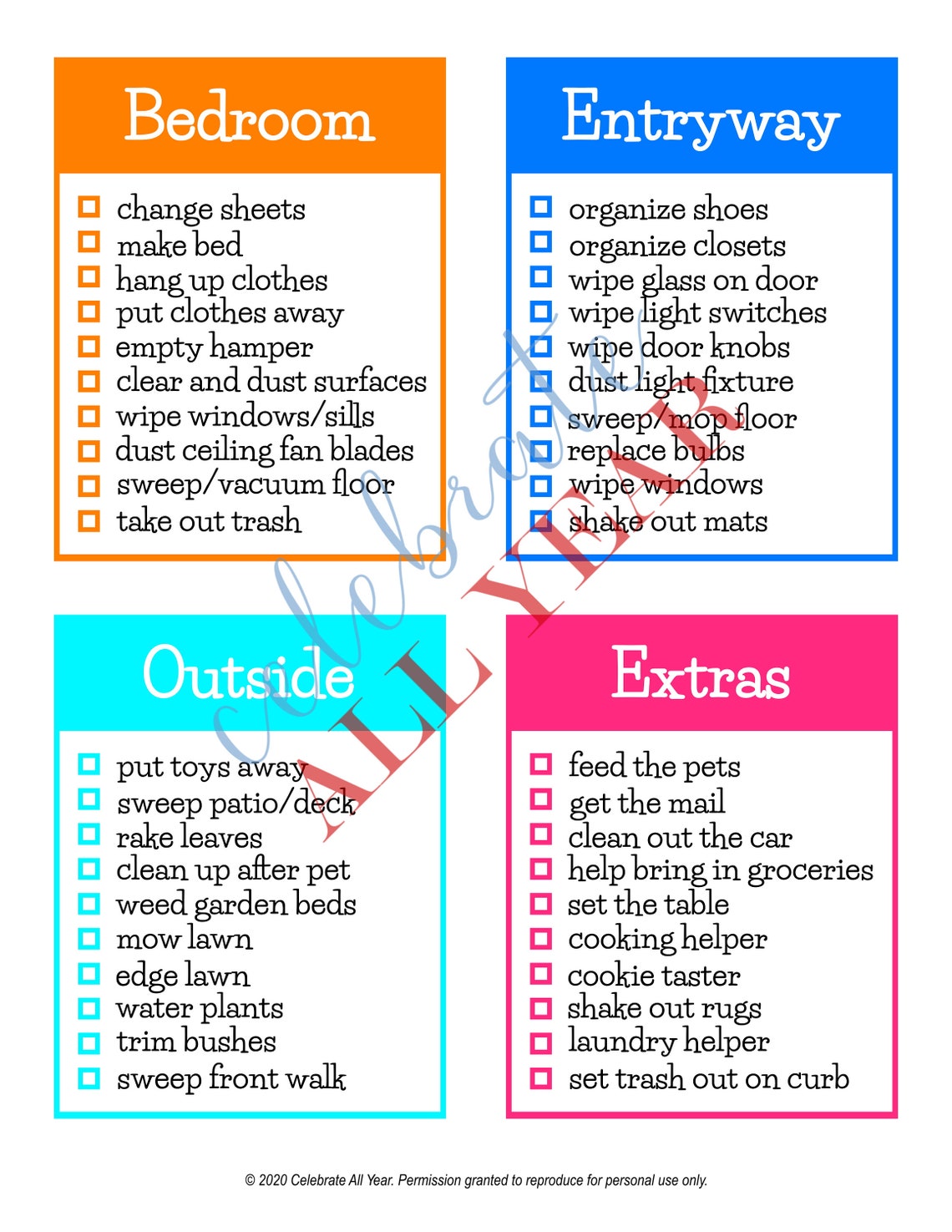 Chore Cleaning Cards - Etsy