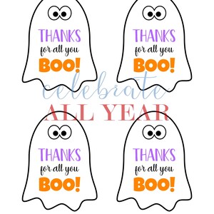 Thanks for All You Boo! Halloween Gift Tags - Etsy